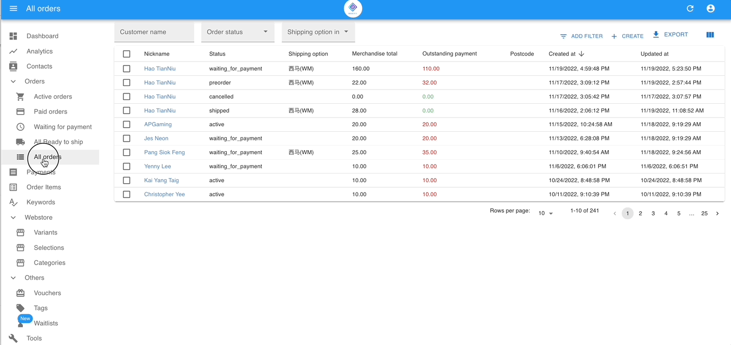 Run A Report On The Orders According To The Order Status Boxify FBL